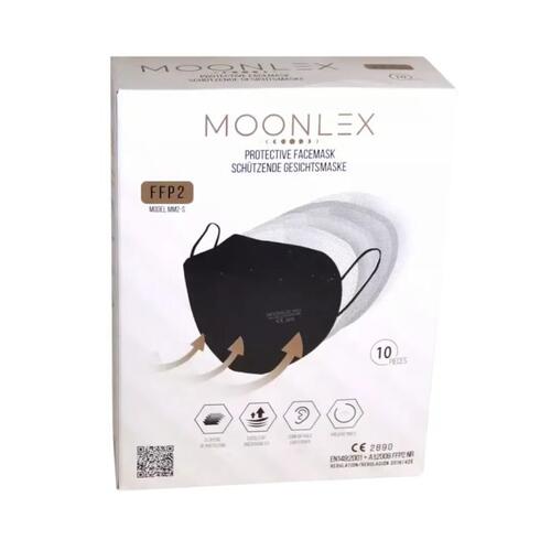 MOONLEX FFP2 Maske 5-lagig, einzeln foliert SCHWARZ (10 Stück) kaufen